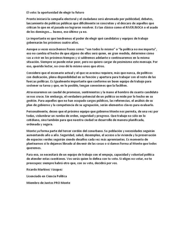 Carta Al Lector Junio 2023 | Descargar gratis PDF | Valores