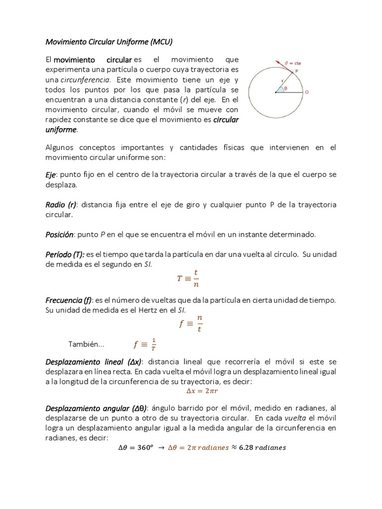 Conceptos Básicos y Resumen de Fórmulas Del MCU | PDF | Velocidad ...