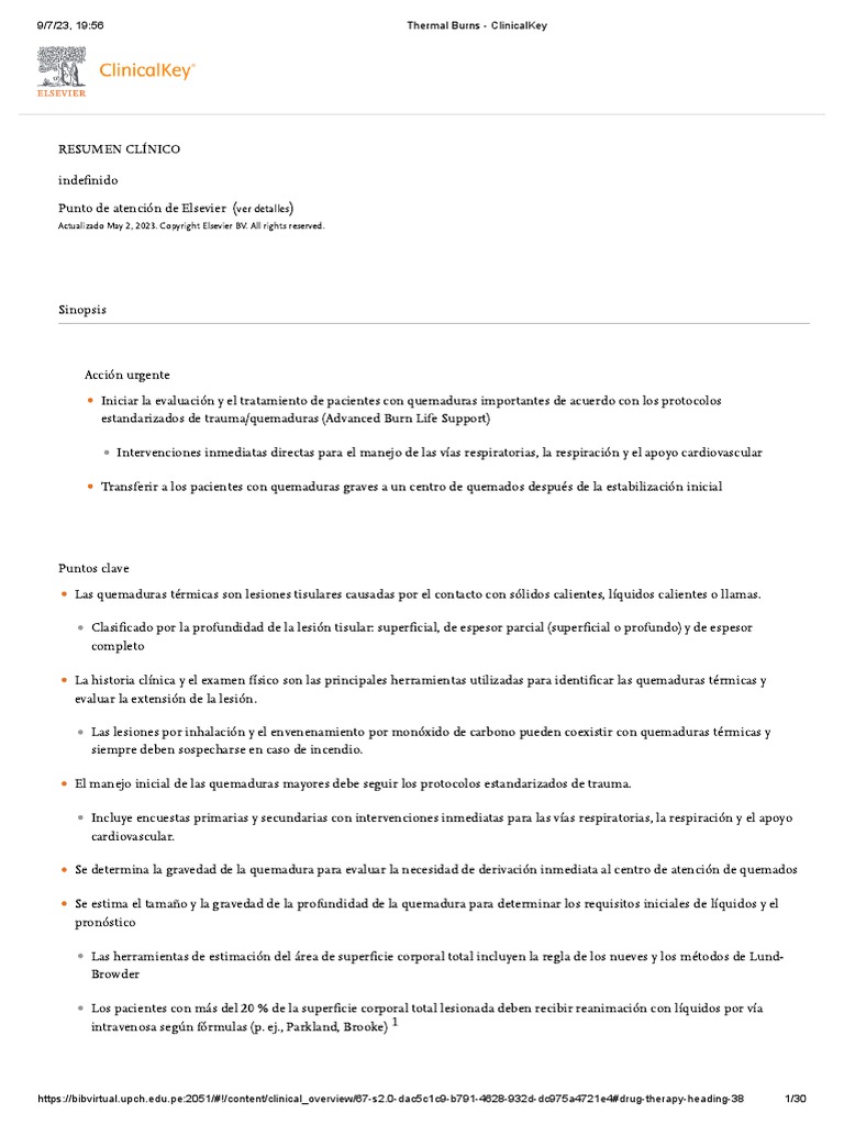 Quemaduras Térmicas - ClinicalKey | PDF | Quemar | Herida