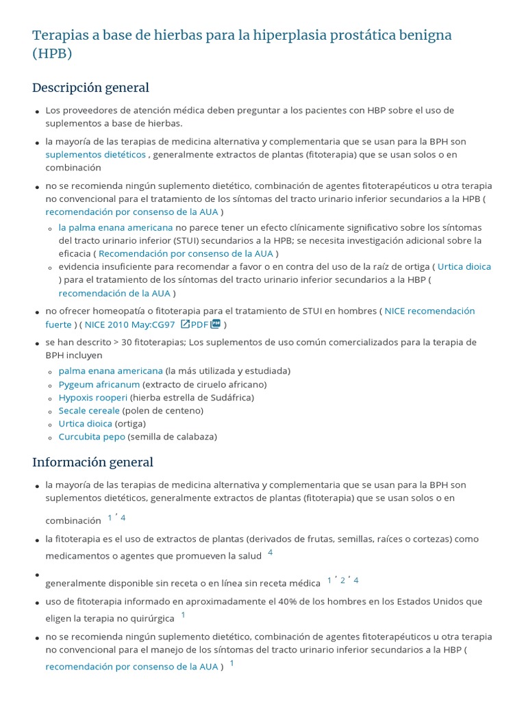 Terapias A Base de Hierbas para La Hiperplasia Prostática Benigna (HPB) | PDF | Medicina ...