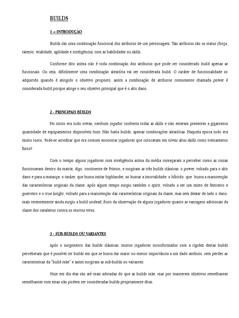 Tutorial de Builds - Odt | PDF | Inteligência | Híbrido (Biologia)