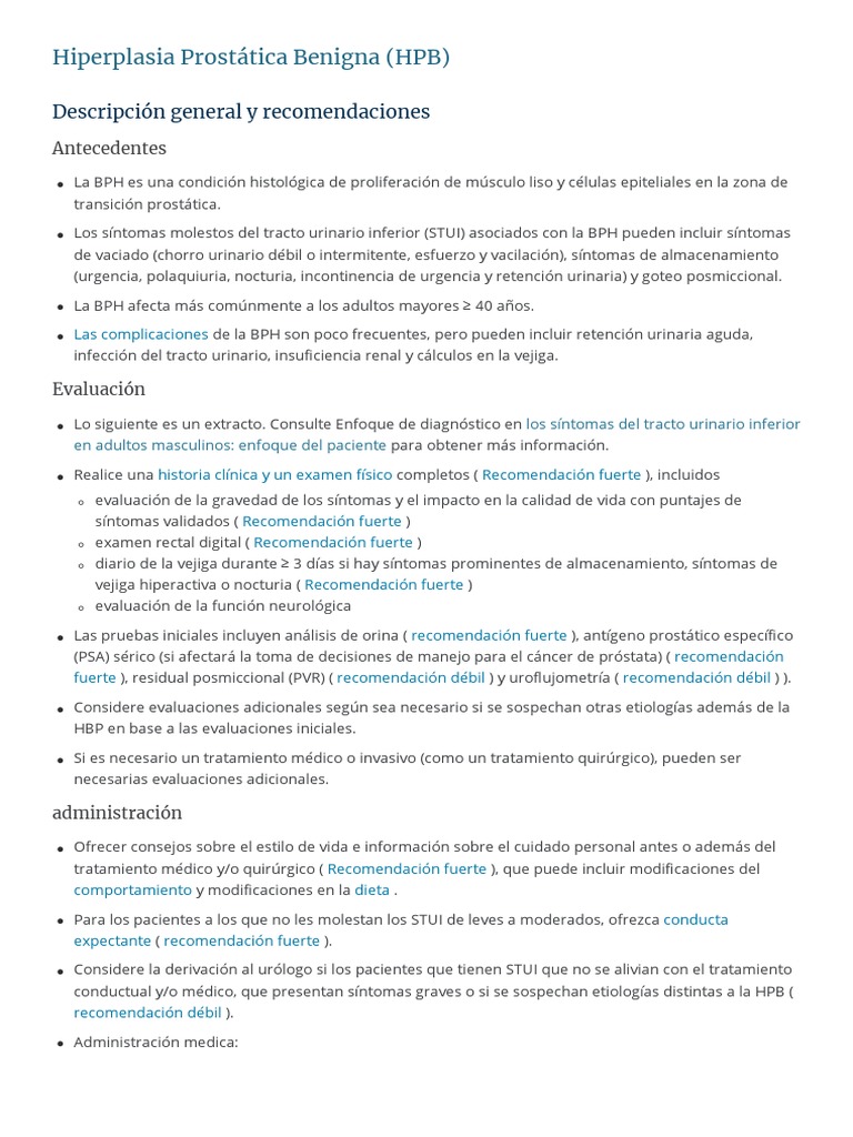 Hiperplasia Prostática Benigna (HPB) | PDF | Vejiga urinaria | Especialidades Medicas