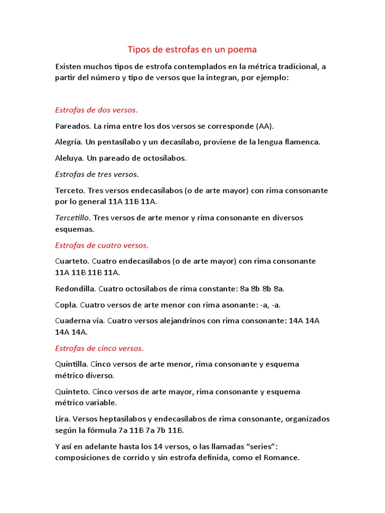 Tipos de Estrofas en Un Poema Fnaf | PDF | Artes del Lenguaje y ...