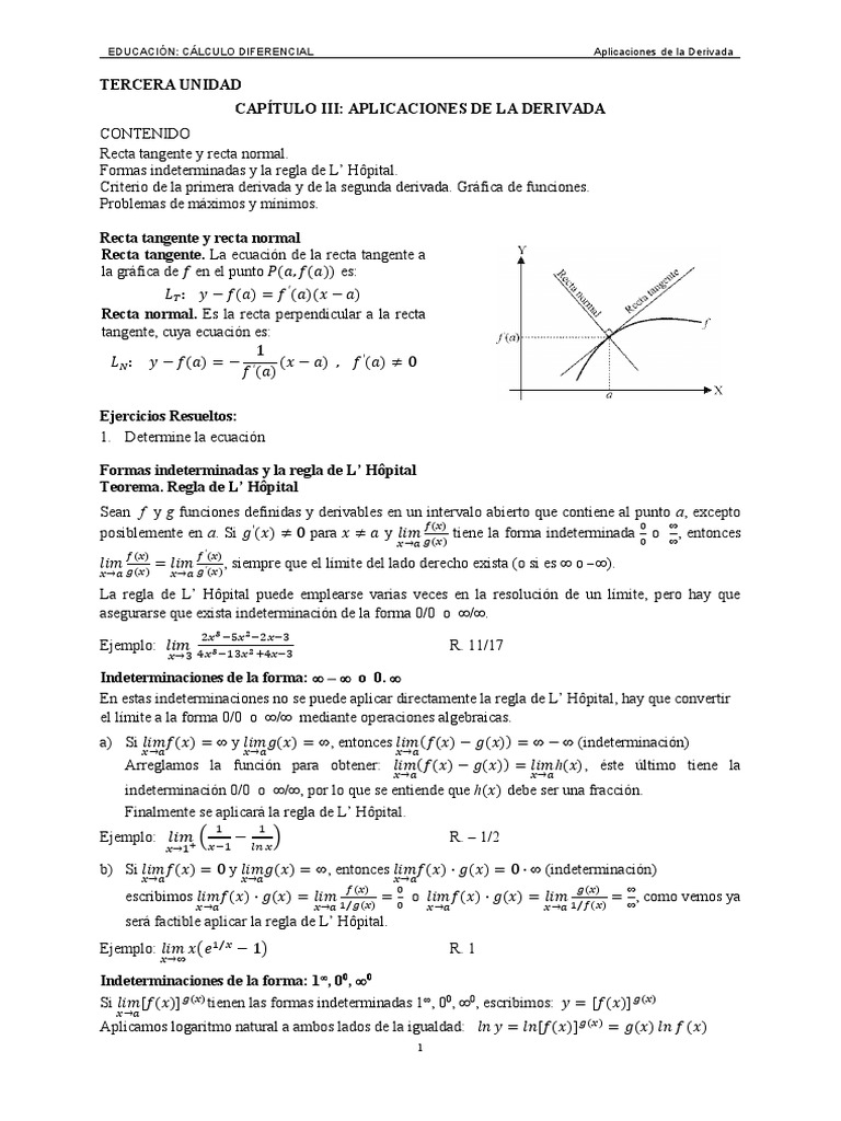 Aplicaciones de La Derivada | PDF | Derivado | Calculo diferencial