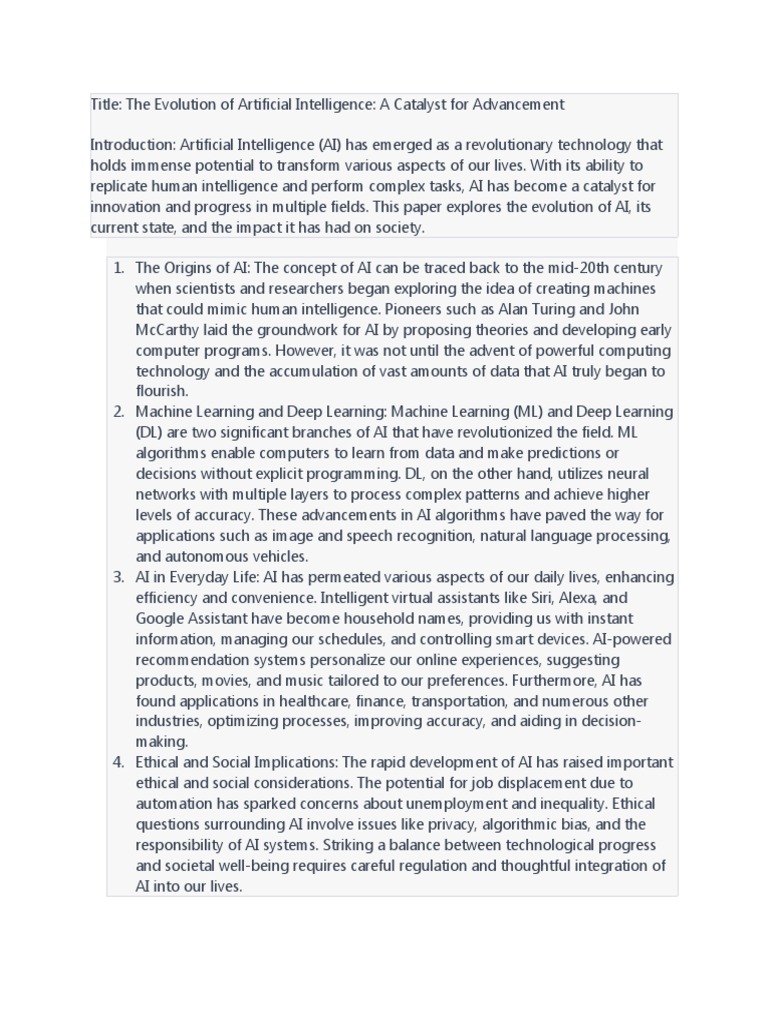 The Evolution of Artificial Intelligence | PDF | Artificial ...