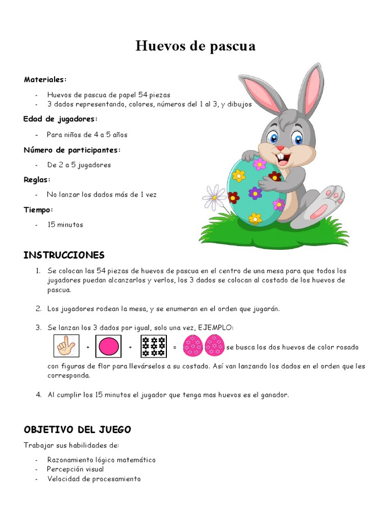 Juego Cognitivo, Huevos de Pascua | PDF | Cocina, comidas y vino ...