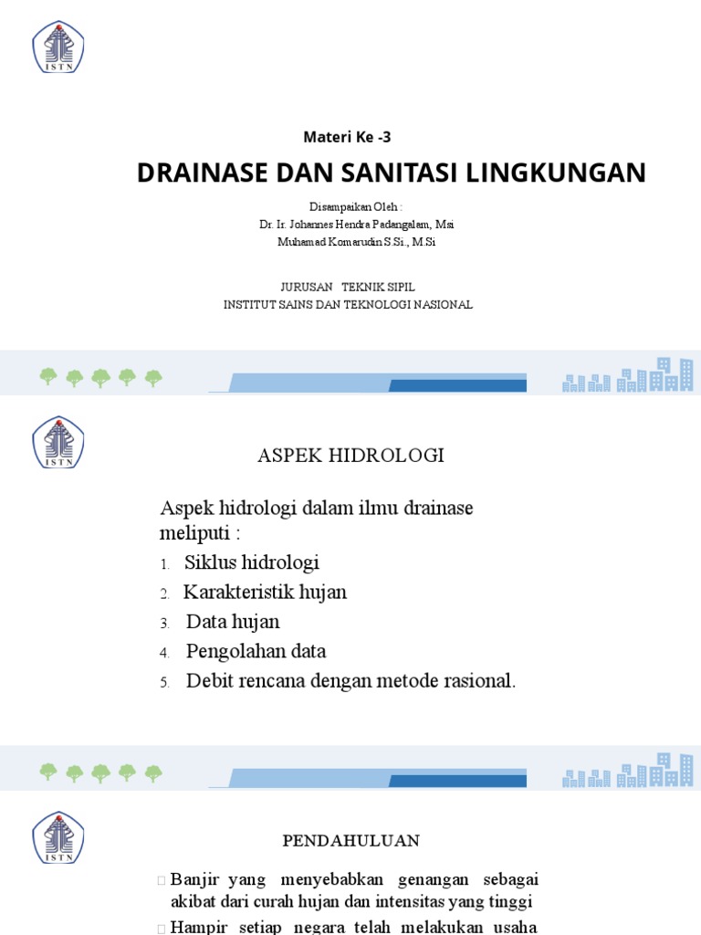 Pertemuan 3 - Drainase Terhadap Aspek Hidrologi 2022-A | PDF