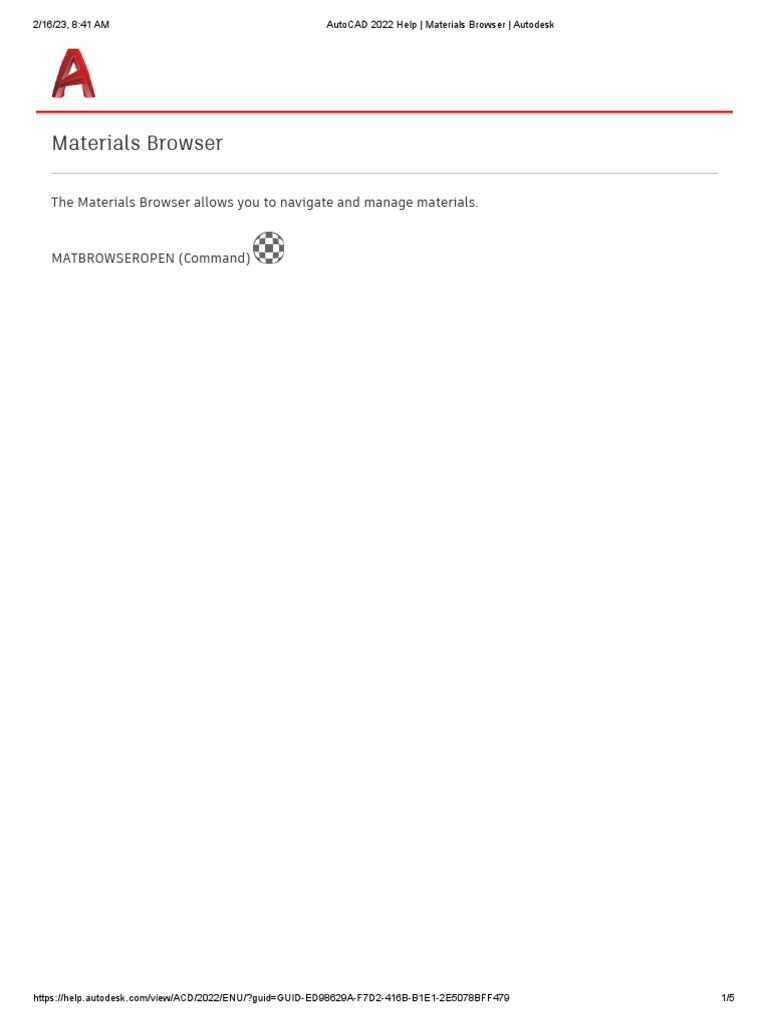 AutoCAD 2022 Help - Materials Browser - Autodesk | PDF | Auto Cad | Autodesk