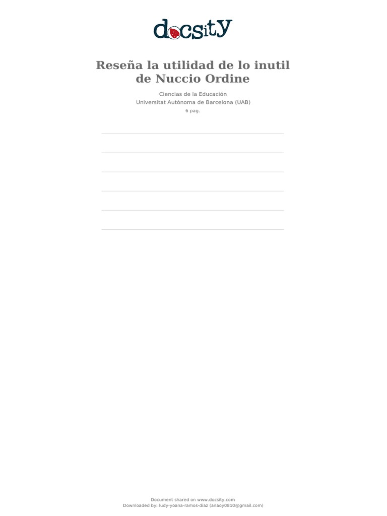Docsity Rena La Utilidad de Lo Inutil de Nuccio Ordine | PDF | Autor ...