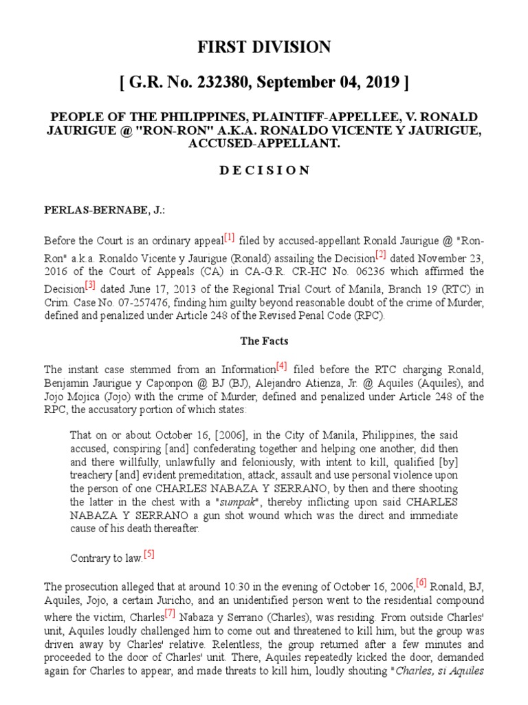 Appeal Decision on Murder Case: Jaurigue | PDF | Murder | Damages