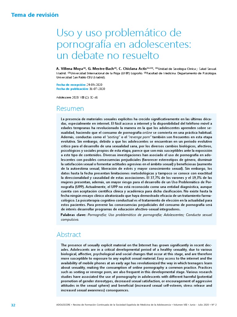 Uso problemático de pornografía en adolescentes | PDF | Psicoterapia ...