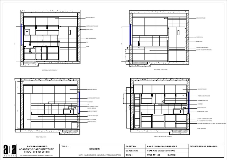 Kitchen Sectional Elevation Details | PDF | Tools | Kitchen
