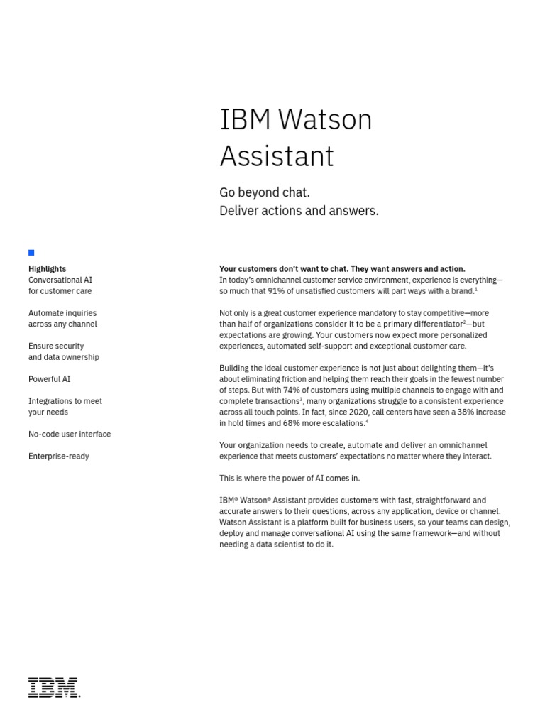 IBM Watson Assistant | PDF | Artificial Intelligence | Intelligence (AI ... IBM Watson Assistant | PDF | Artificial Intelligence | Intelligence (AI ...