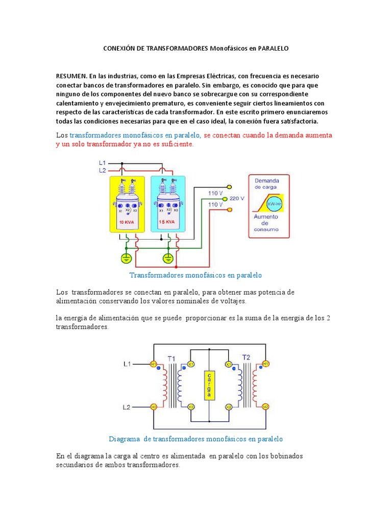 en paralelo conexiones | PDF | Transformador | Inductor
