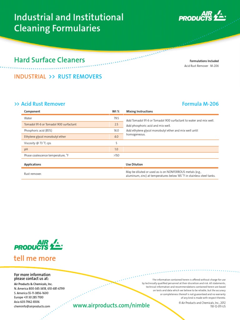 Acid Rust Remover Formula M-206 | PDF