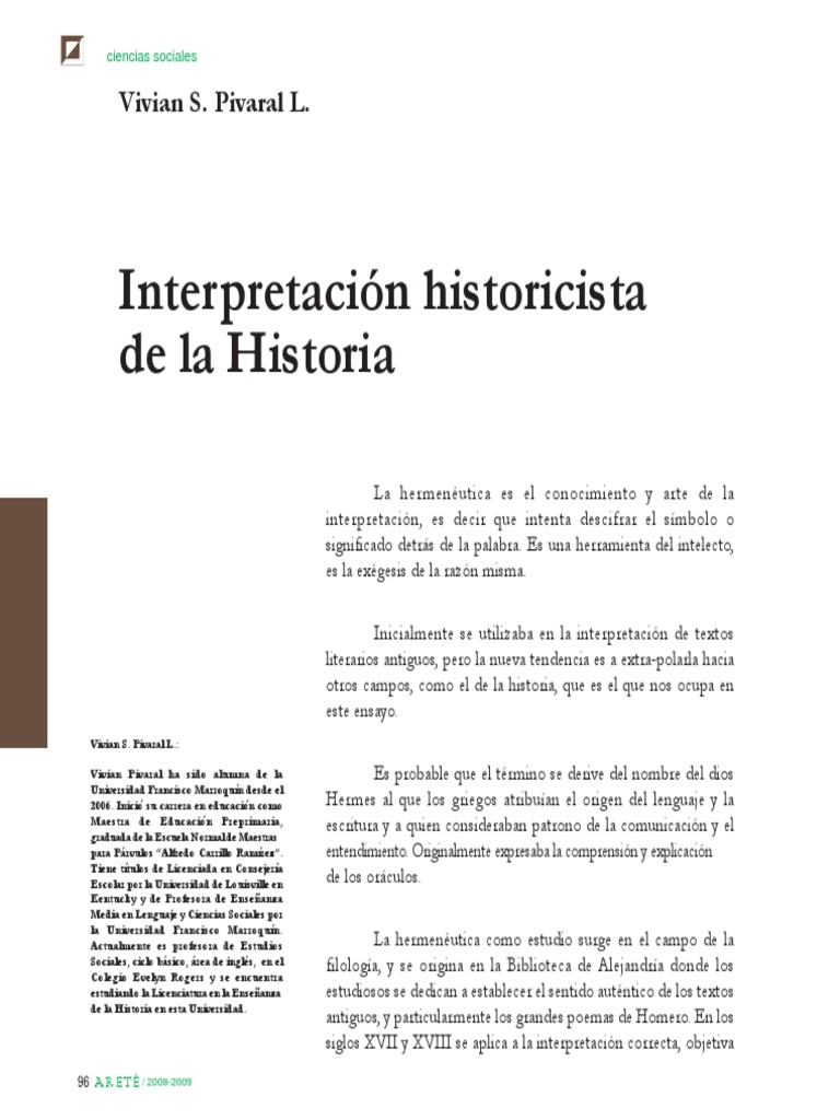 Vivian Pivaral - Interpretación Historicistas de La Historia | PDF ...