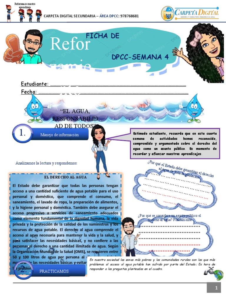 2° Ficha de Reforzamiento-Sem.4-Exp.1-Dpcc | Descargar gratis PDF | Agua