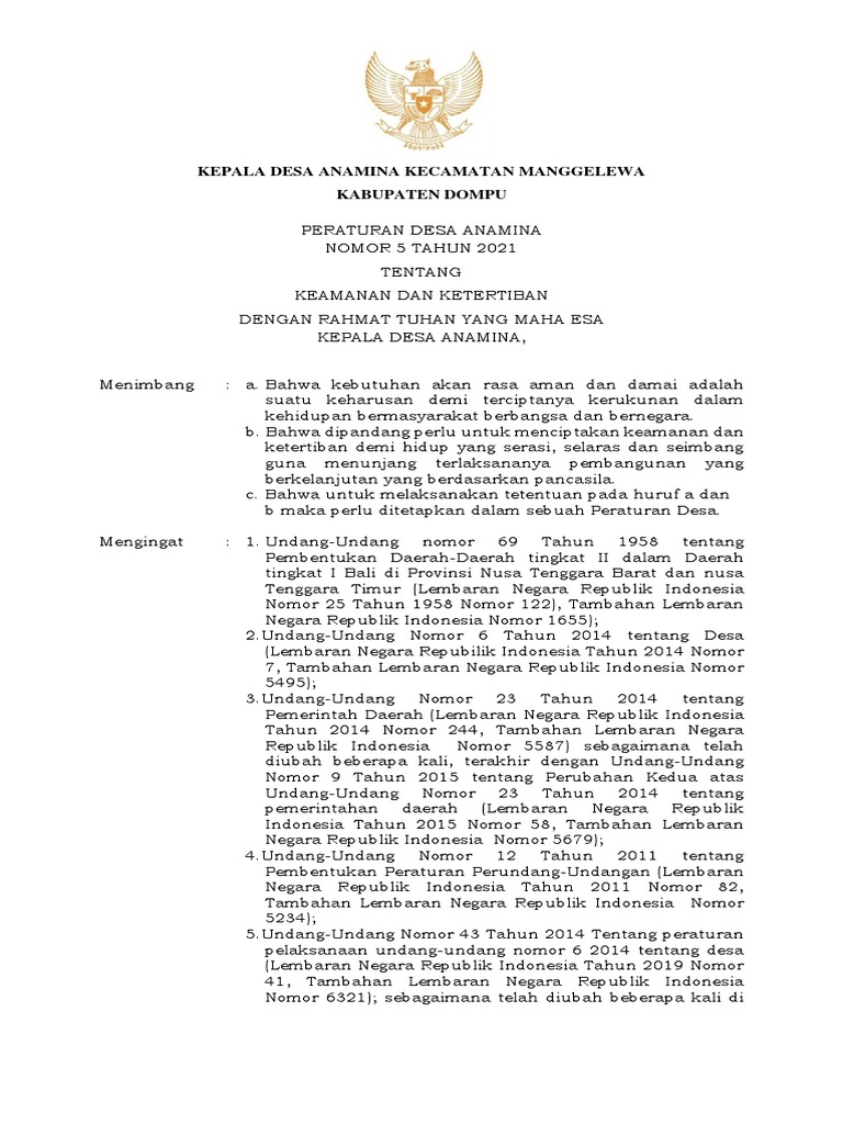 Perdes Kamtibmas Anamina | PDF | Politik | Griya & Taman