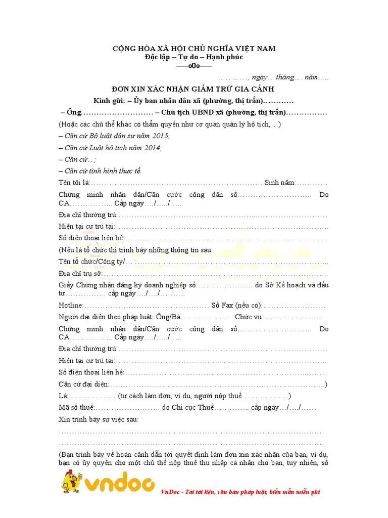 Mau Don Xin Xac Nhan Giam Tru Gia Canh - 1309114358 | PDF