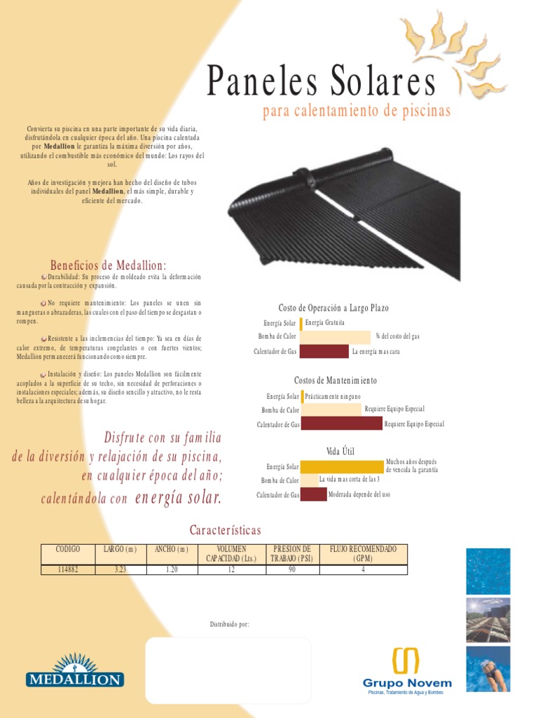 Paneles Solares Medallion para Piscinas | PDF | Energía solar | Gases