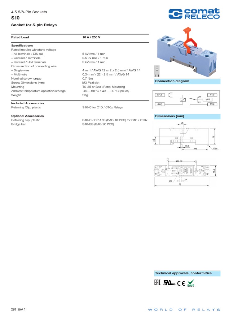 Socket For 5-Pin Relays | PDF | Relay | Electromagnetism