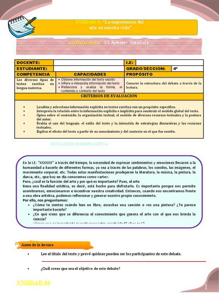 4° Act1 Com Un4 Sem 01 - 2023 | PDF | Ficción general