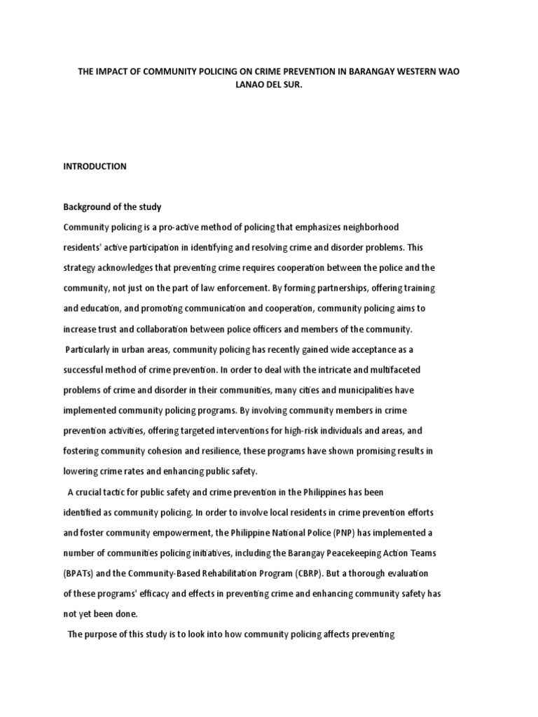Community Policing Impact on Crime in Wao | PDF | Community Policing ...