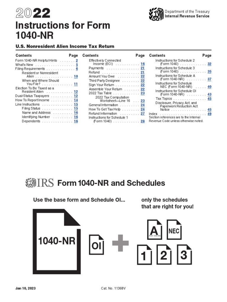 2022 Form 1040-NR Instructions Guide | PDF | Irs Tax Forms | Internal ...