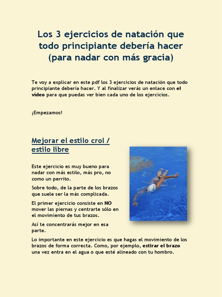 Los 3 Ejercicios de Natacion Que Todo Principiante Deberia Hacer | PDF ...