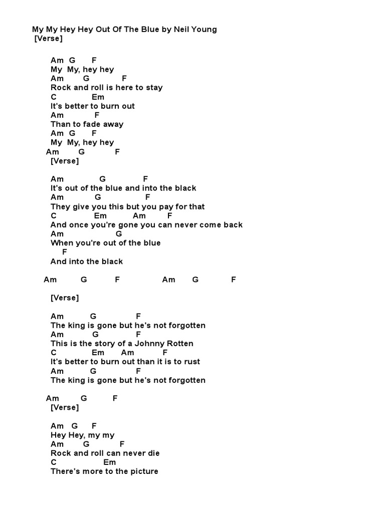 My My Hey Hey Out of The Blue by Neil Young | PDF