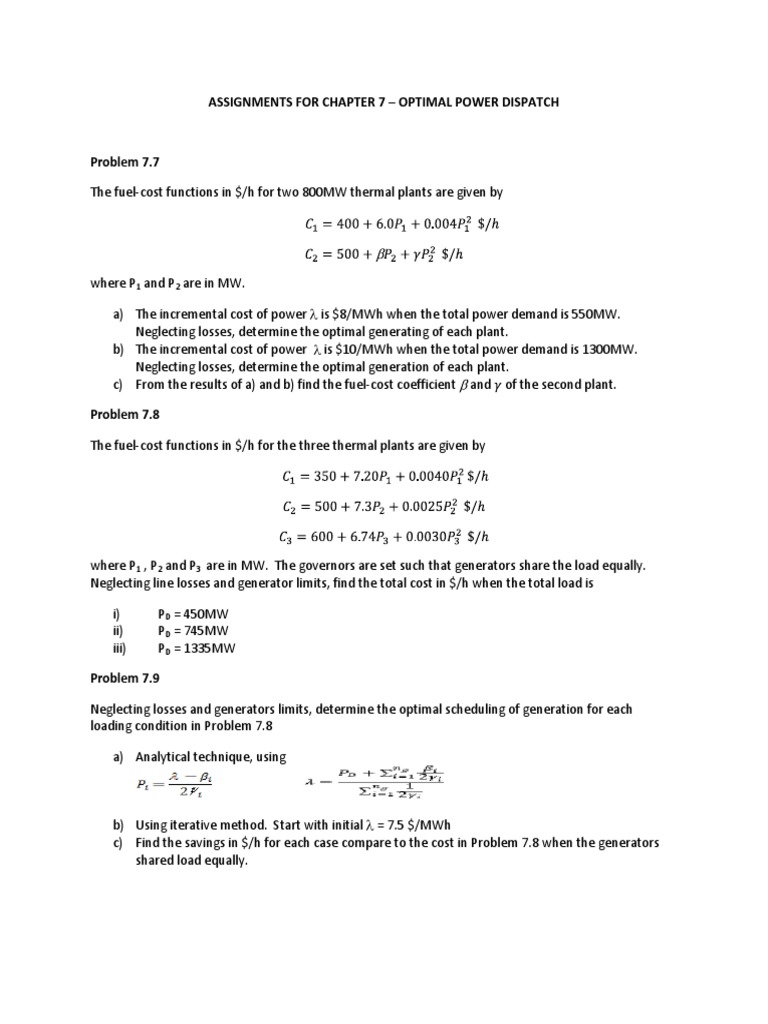 ASSIGNMENTS - Chapter 7 | PDF | Nature | Electric Power