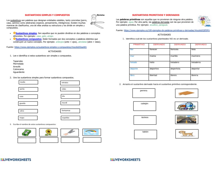 Sustantivos Simples y Compuestos: Ejemplos | PDF