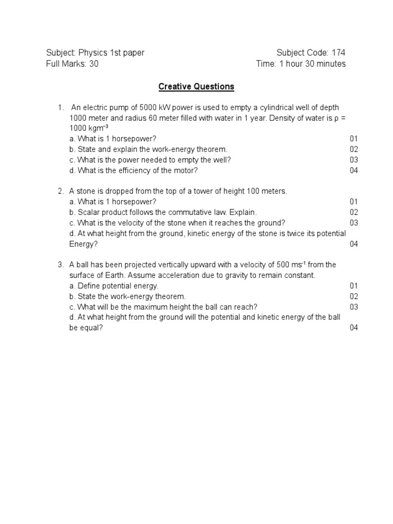 1st Paper Chapter 5 CQ | PDF