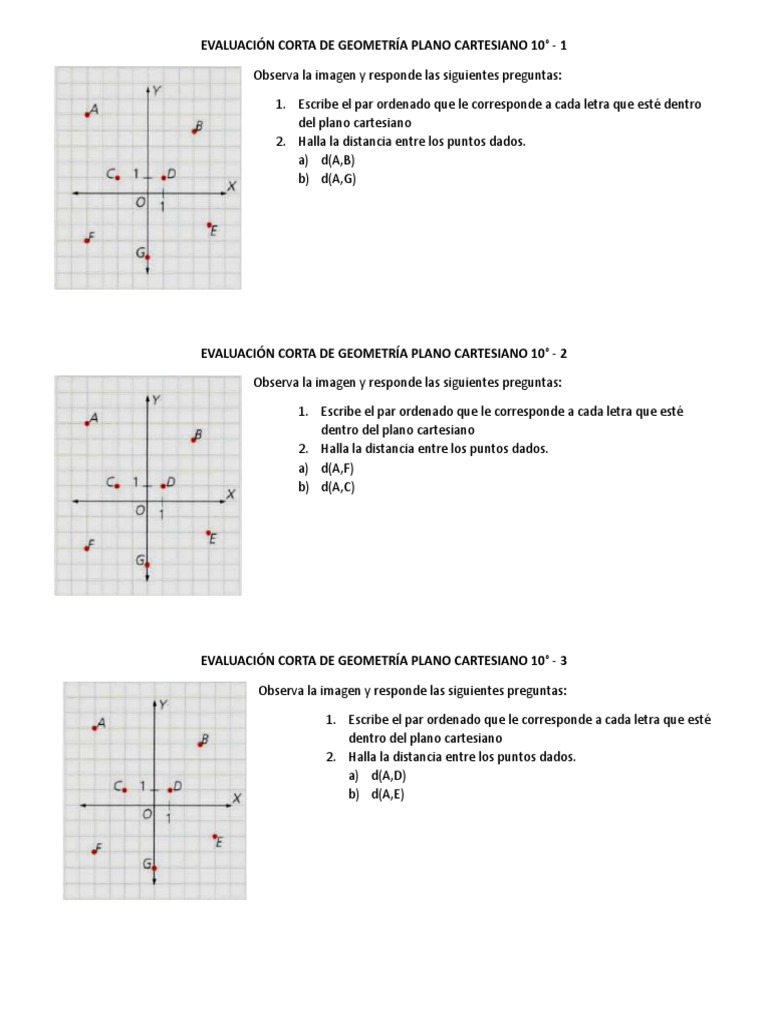 Evaluación Corta de Geometría Plano Cartesiano 10 | PDF Evaluación Corta de Geometría Plano Cartesiano 10 | PDF