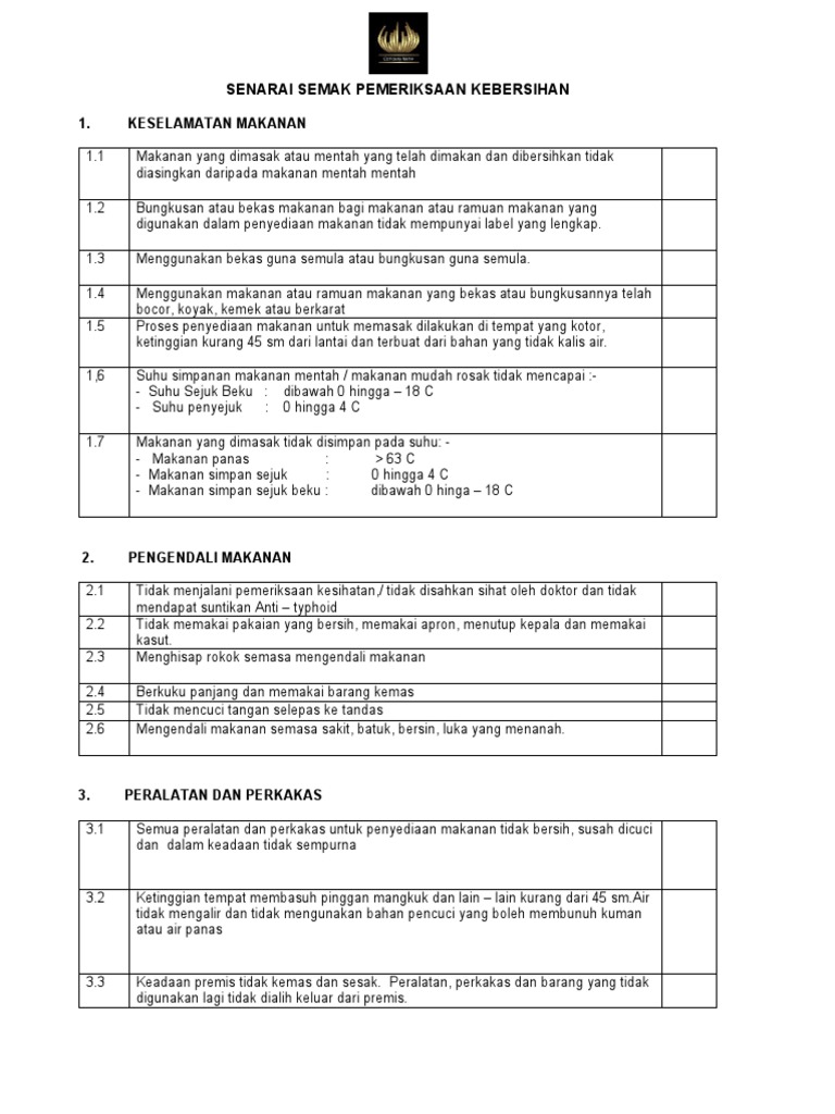 Dokumen Dan Borang Operasi (Sample F&B) | PDF