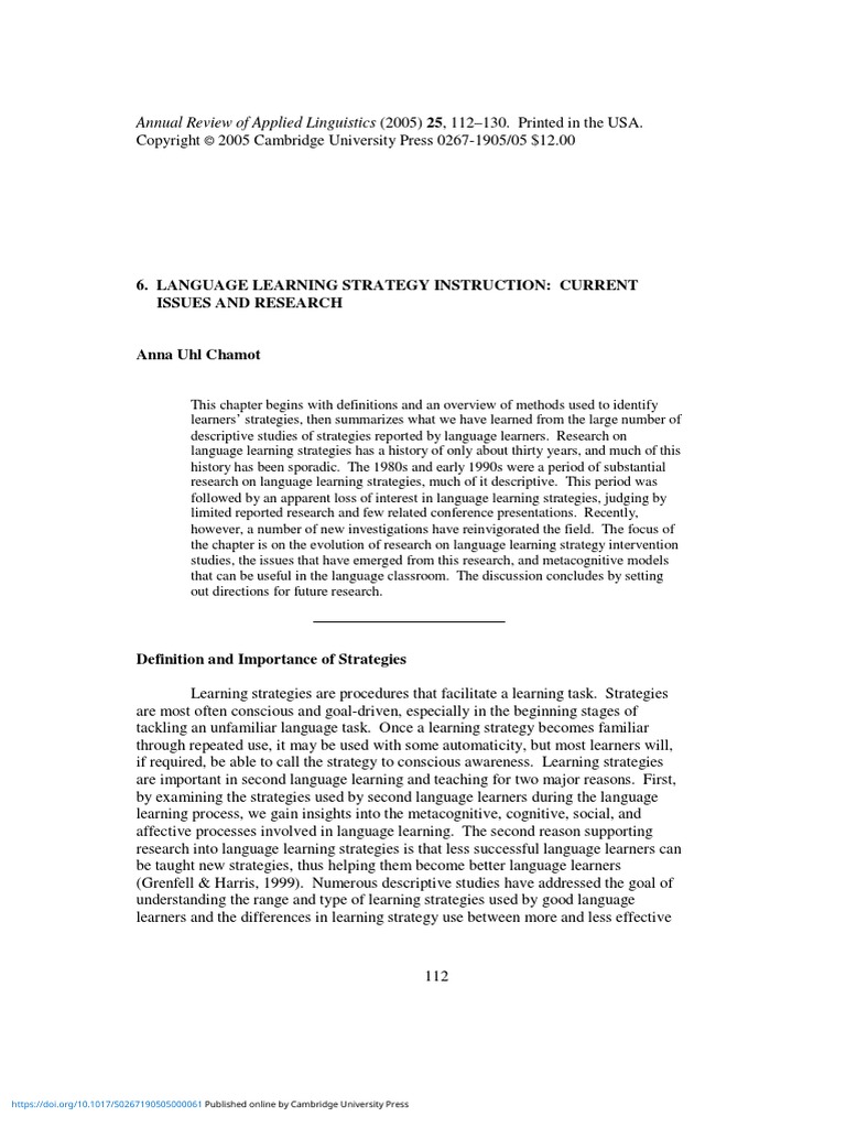 Language Learning Strategy Instruction Current Issues and Research | PDF | Reading Comprehension ...