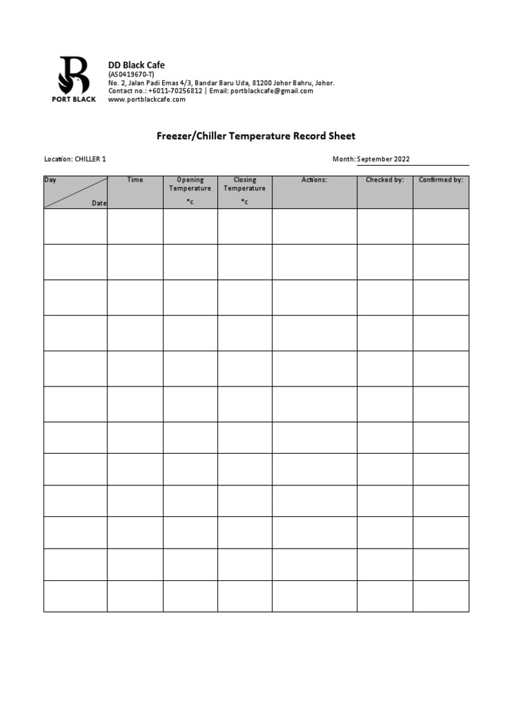 Freezer Atau Chiller Checklist | PDF