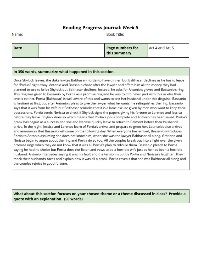 The Merchant Of Venice Act 4 And 5 Summary And Analysis PDF The