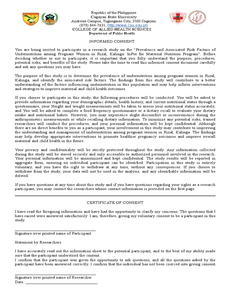 Informed Consent | PDF | Malnutrition | Informed Consent