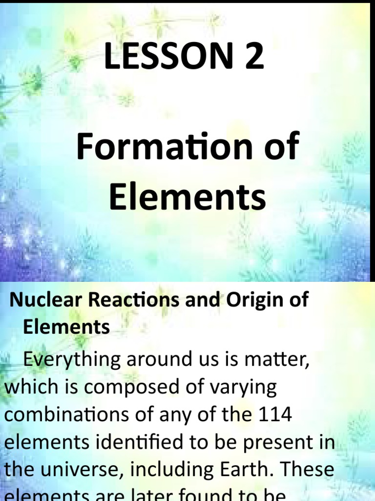 Formation of Elements | PDF | Nuclear Physics | Chemical Elements