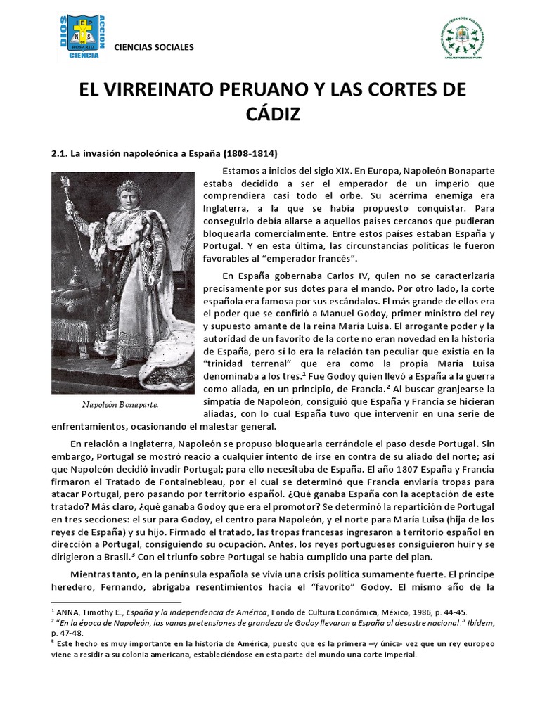 Eda4 Lectura La Crisis Del Orden Colonial 3ro | PDF | Napoleón | España