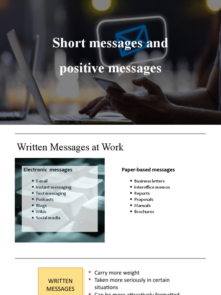Topic 3 - Short Messages and Positive Messages | PDF | Question ...