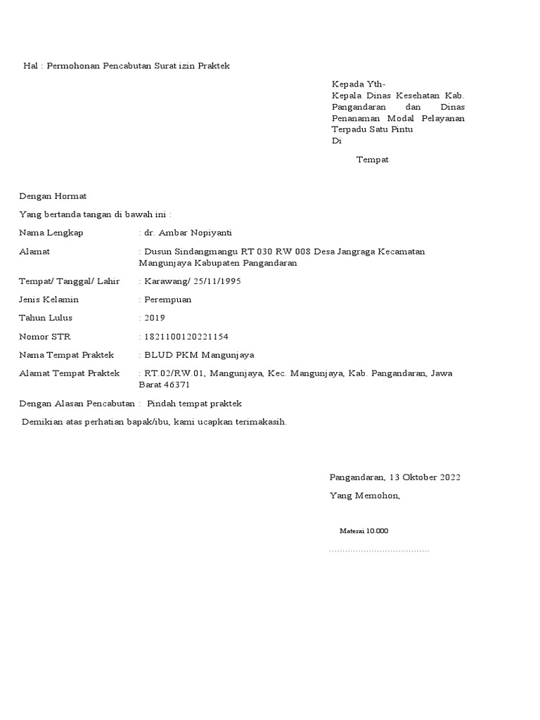 Format Pencabutan Dr. Ambar | PDF