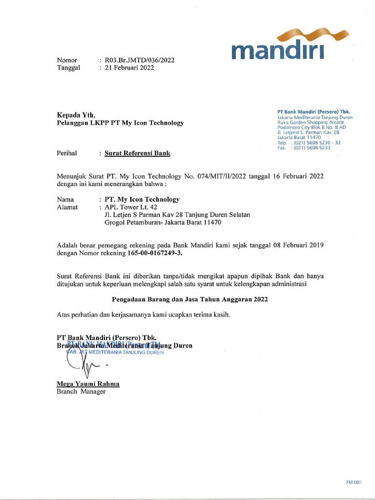 (2022) Surat Referensi Mandiri - Sumatera Utara | PDF