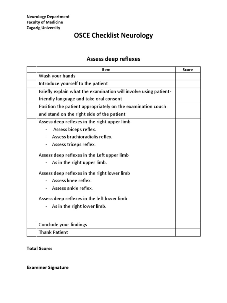 Neurological OSCE Exam Checklist | PDF | Anatomical Terms Of Motion ...
