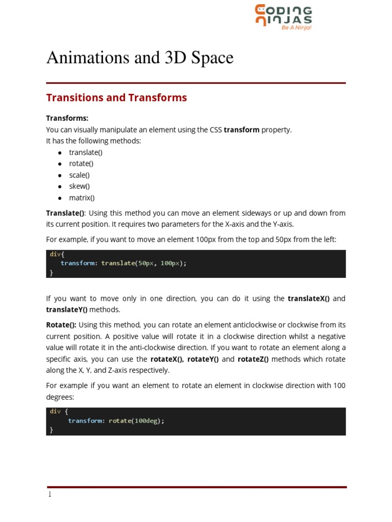 Animation in 3d Space | PDF | Cartesian Coordinate System | Rotation