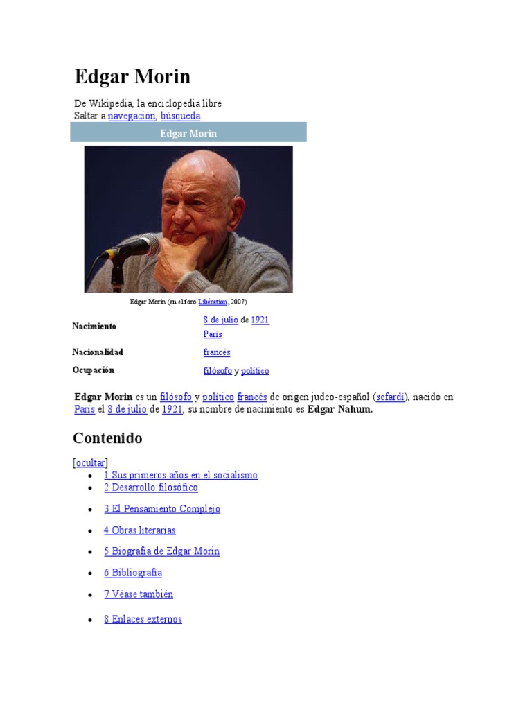 Edgar Morin | PDF | Conocimiento | Complejidad