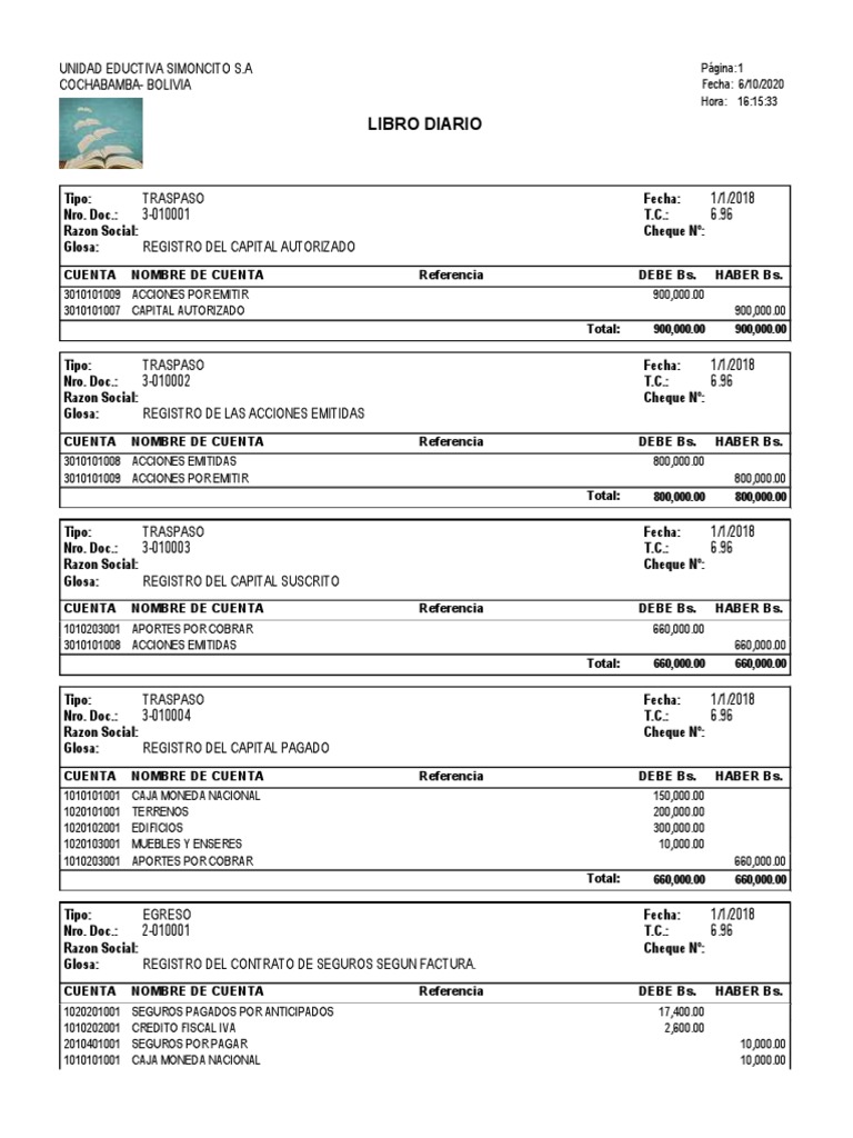 Libro Diario...... | PDF | Bancos | Tarjeta de débito