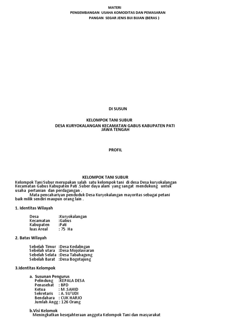 Contoh Profil Poktan | PDF