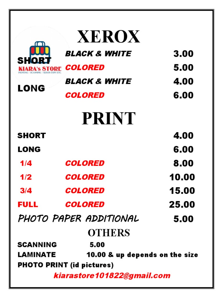 Xerox Prices | PDF